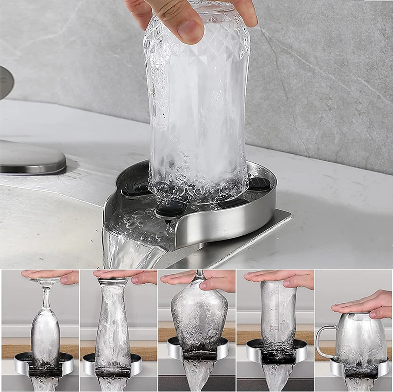 Kitchen Sink Glass Cup Wash Automatic Stainless Steel Pressure Spray ...