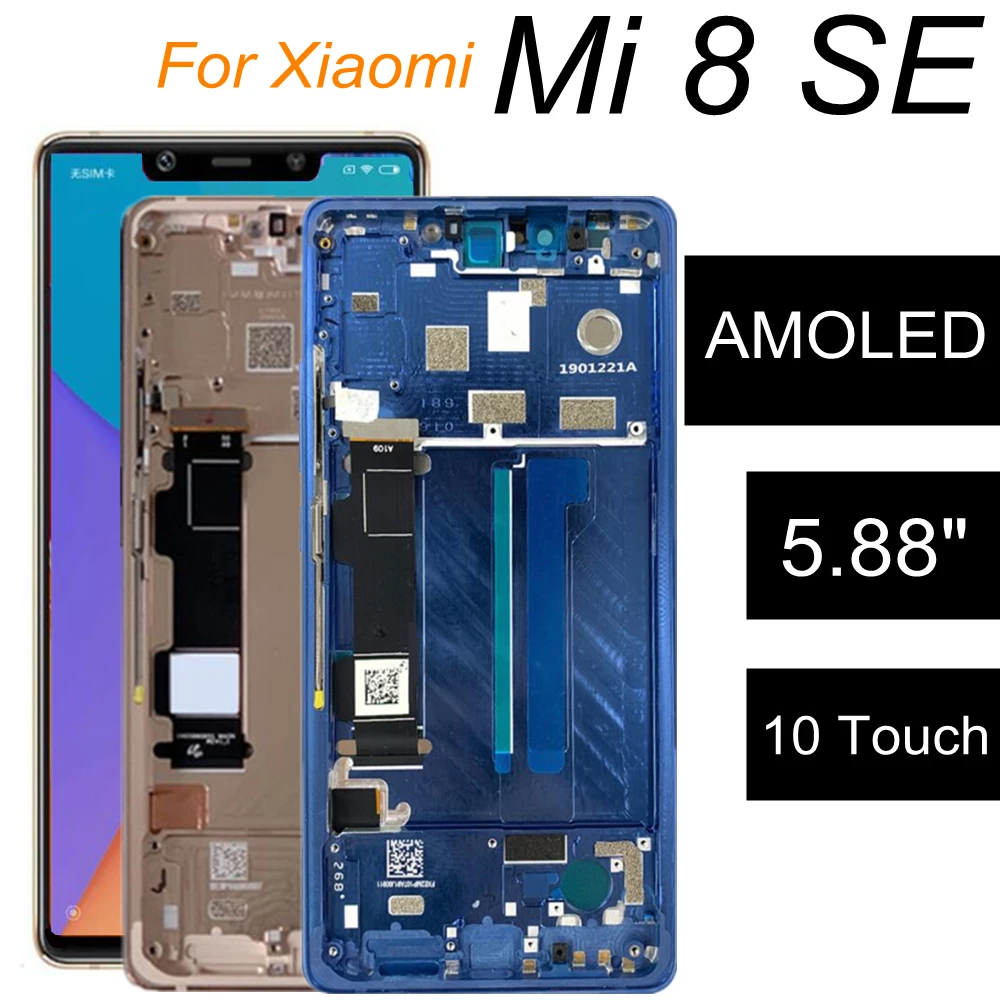 Super-AMOLED-5-88-Mi-8-SE-Mi8-SE-MI8SE-Display-Screen-With-Frame-for ...