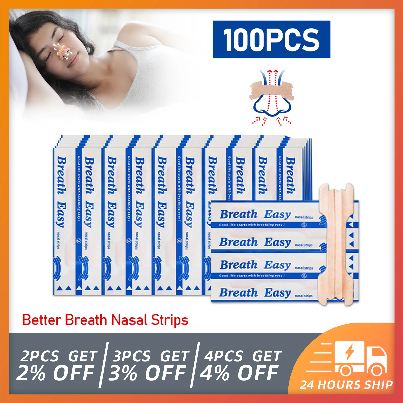 Aptoco 100pcs Breath Nasal Strips Right Aid Stop Snoring Nose Patch ...
