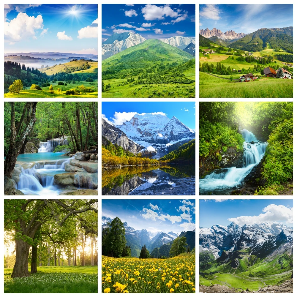 Natural-Landscape-Photo-Backdrop-Forest-Trees-Stream-Waterfall-Mountain ...