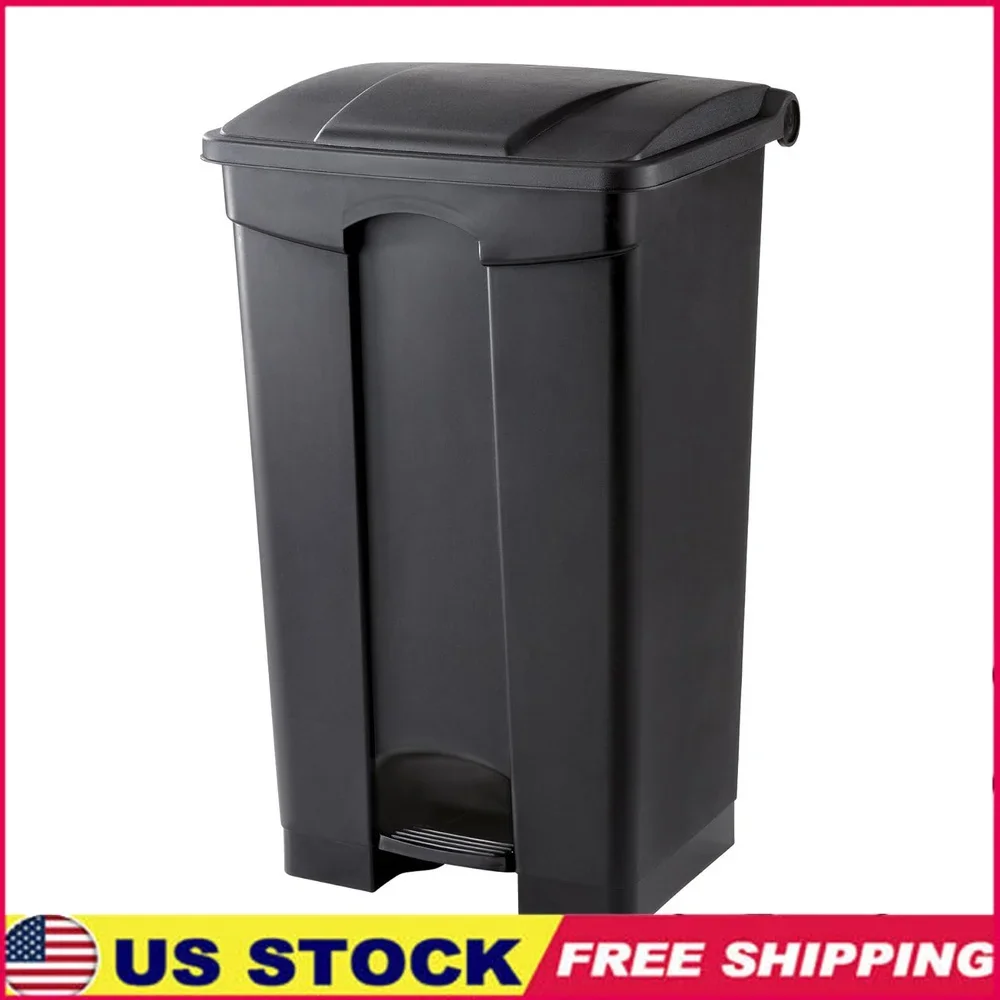 23 Gallon Foot Pedal Trash Can Step On Garbage Bin Hands Free Plastic ...