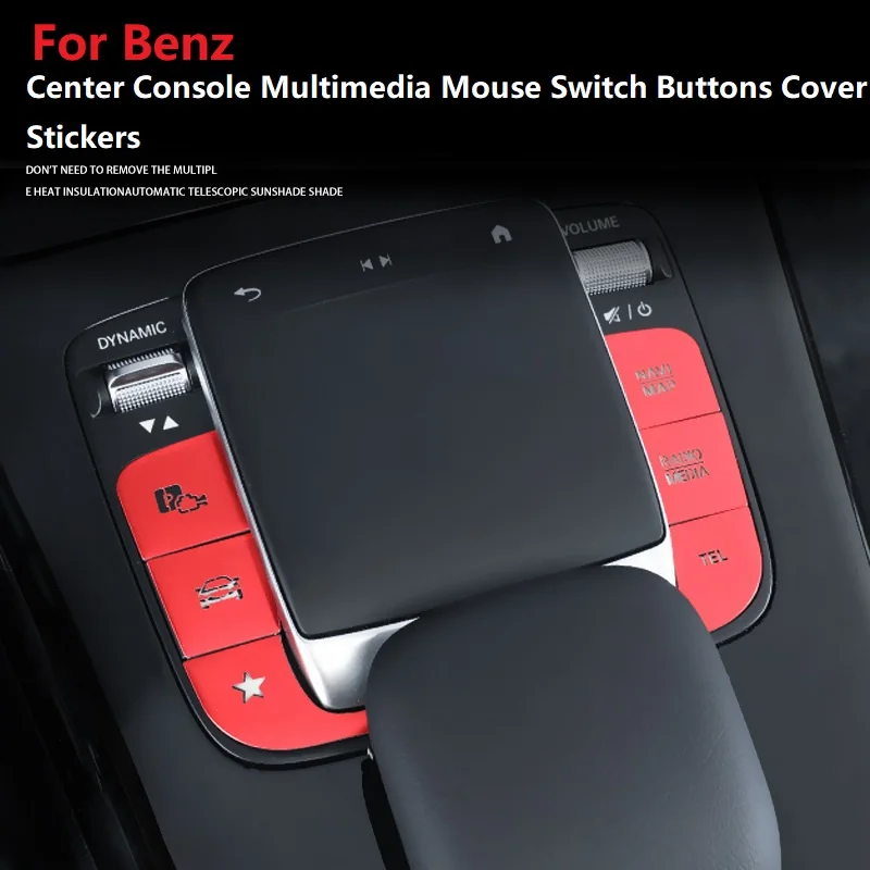5PCS Car Center Console Multimedia Mouse Switch Buttons Cover Stickers ...