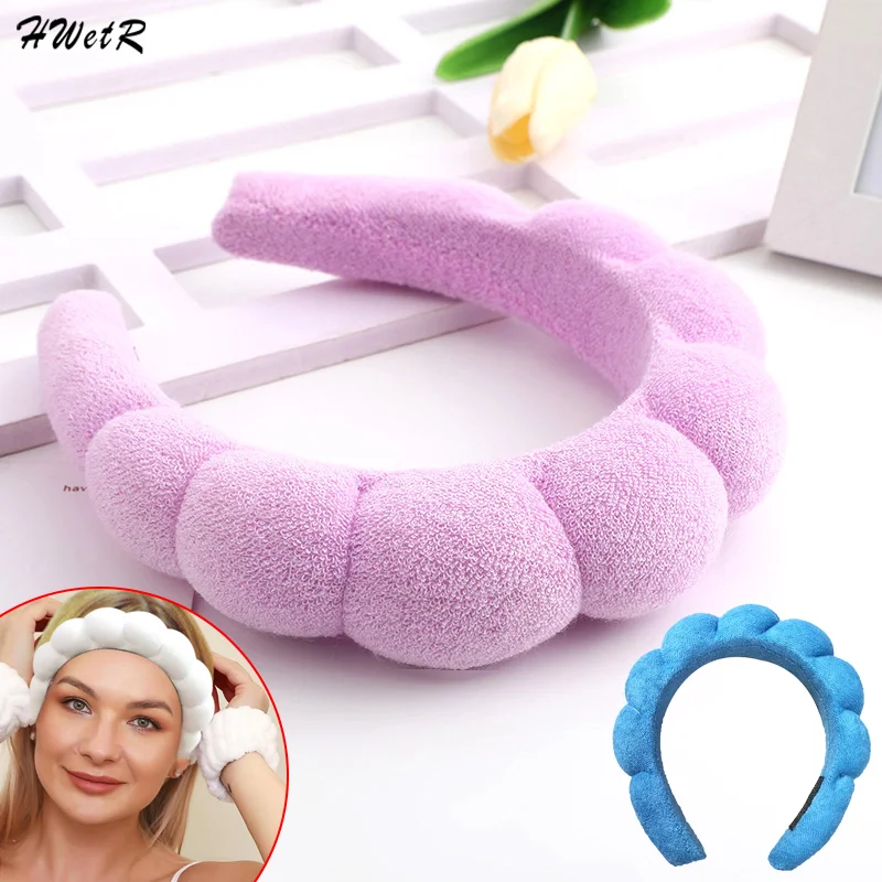 Solid-Color-Cloud-Sponge-Headband-Washing-Scrunchies-Puffy-Headband ...