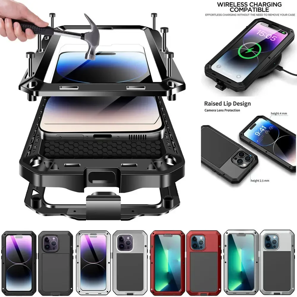 Heavy-Duty-Military-Tough-Metal-Case-For-iPhone-15-14-13-12-11-Pro-Max ...