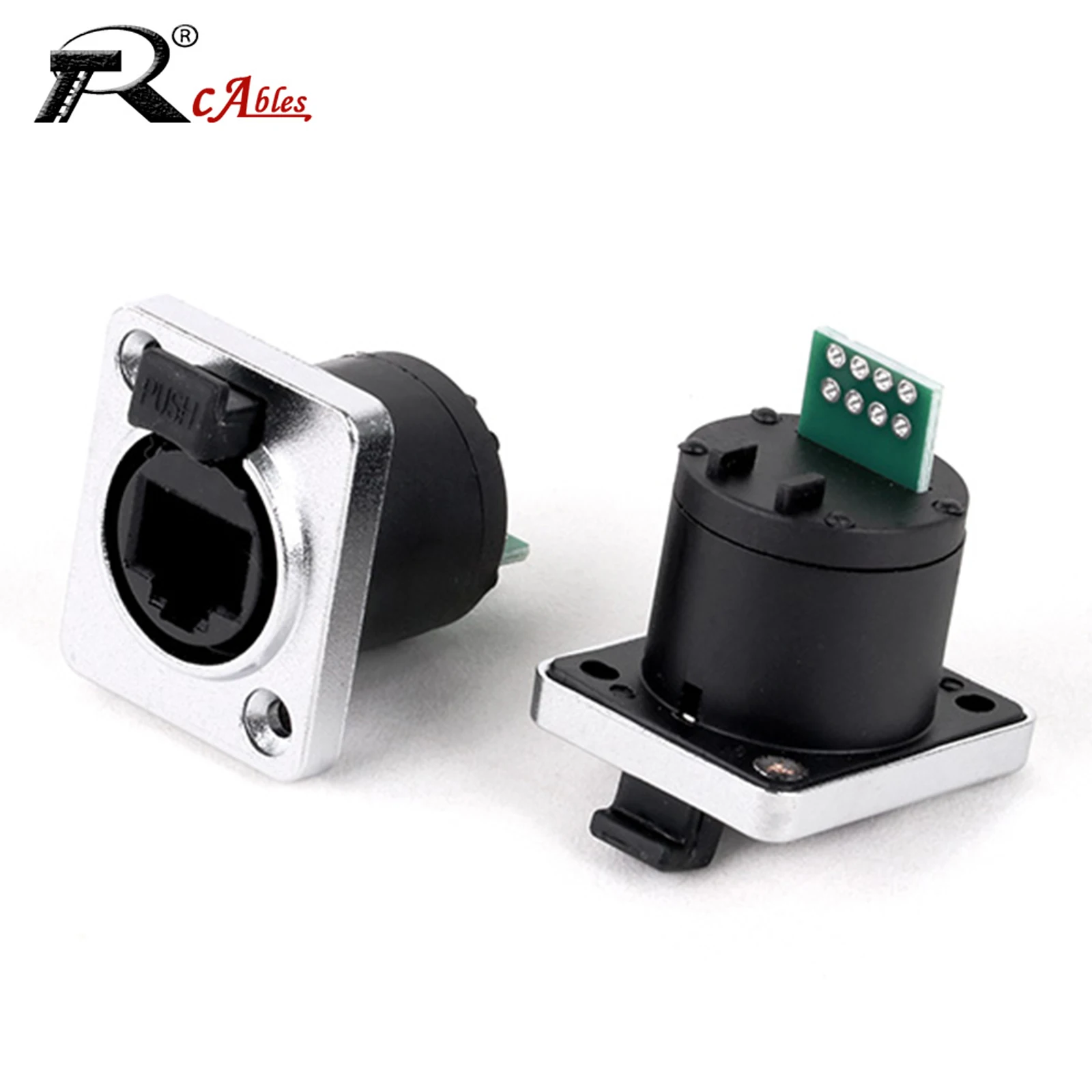 1PC-Silver-RJ45-Ethernet-EtherCON-Panel-Connector-Industrial-Network ...