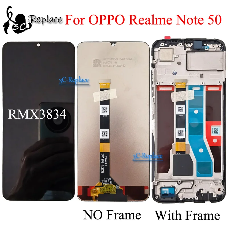 Black-6-74-Inch-For-OPPO-Realme-Note-50-RMX3834-LCD-DIsplay-Touch ...