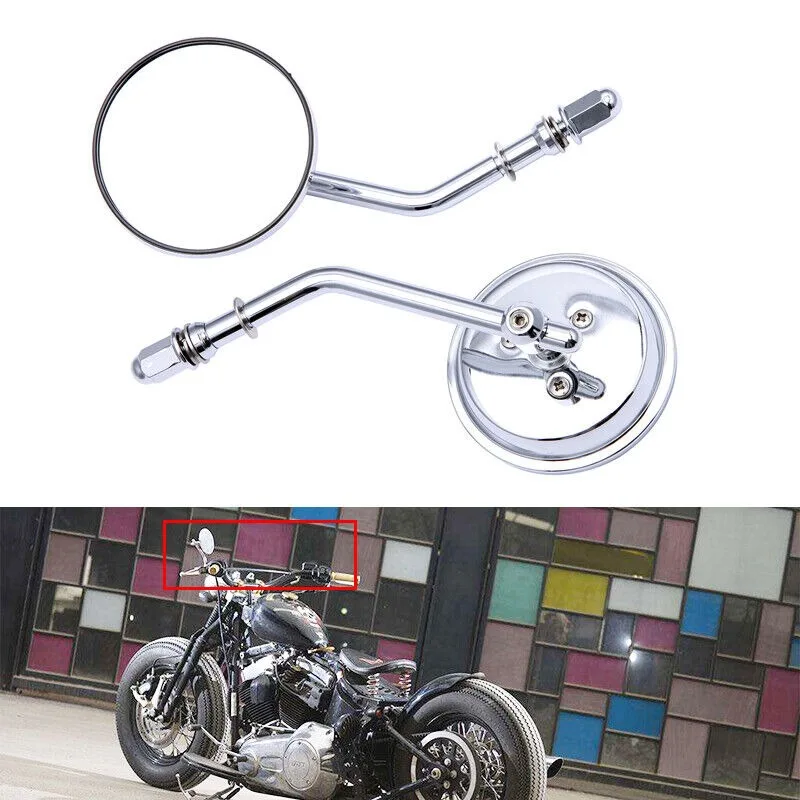 For Harley Dyna Bobber Chopper Sportster Old School M8 Round Rearview ...