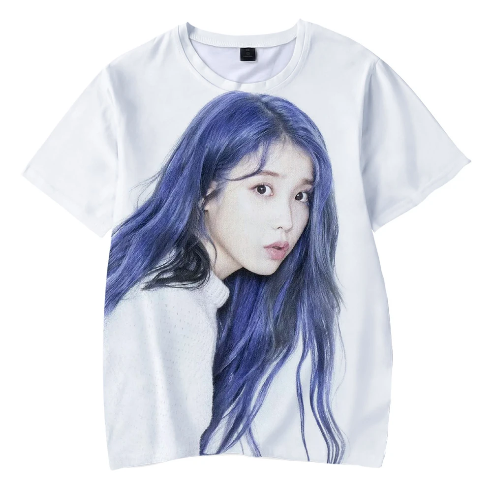 Kpop Singer IU 3D Print T-shirt O-Neck Men/women T-shirt Summer Short ...