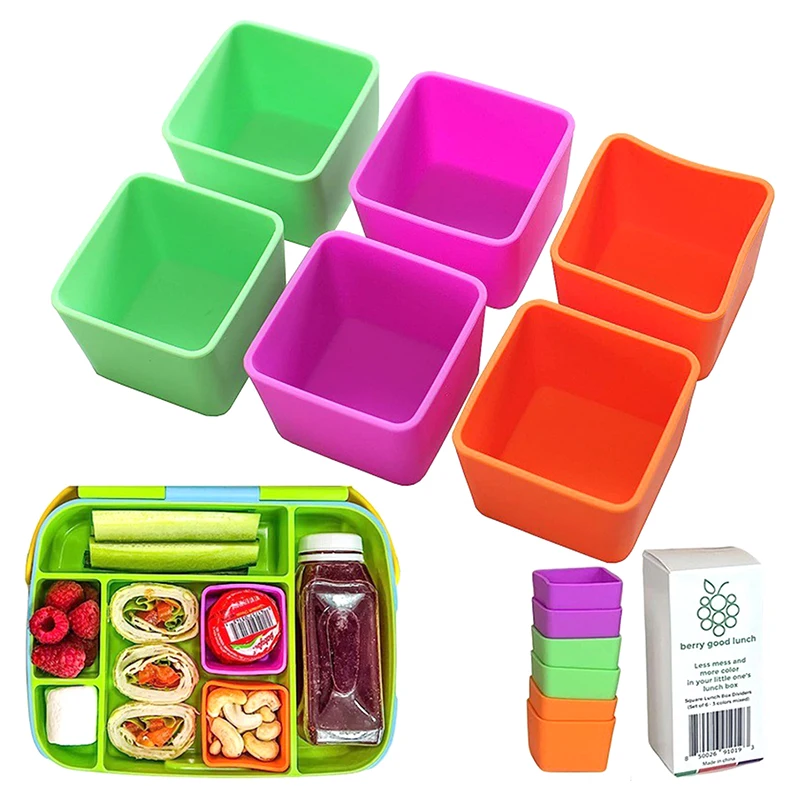 Lunch-Divider-Microwaveable-Bakeware-Dish-Cup-Reusable-Silicone-Kids ...
