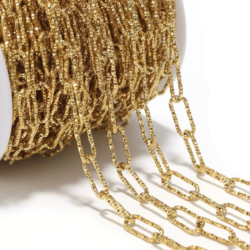 1 Meter Stainless Steel Embossing Texture Chains Gold Oval Cable Chain ...