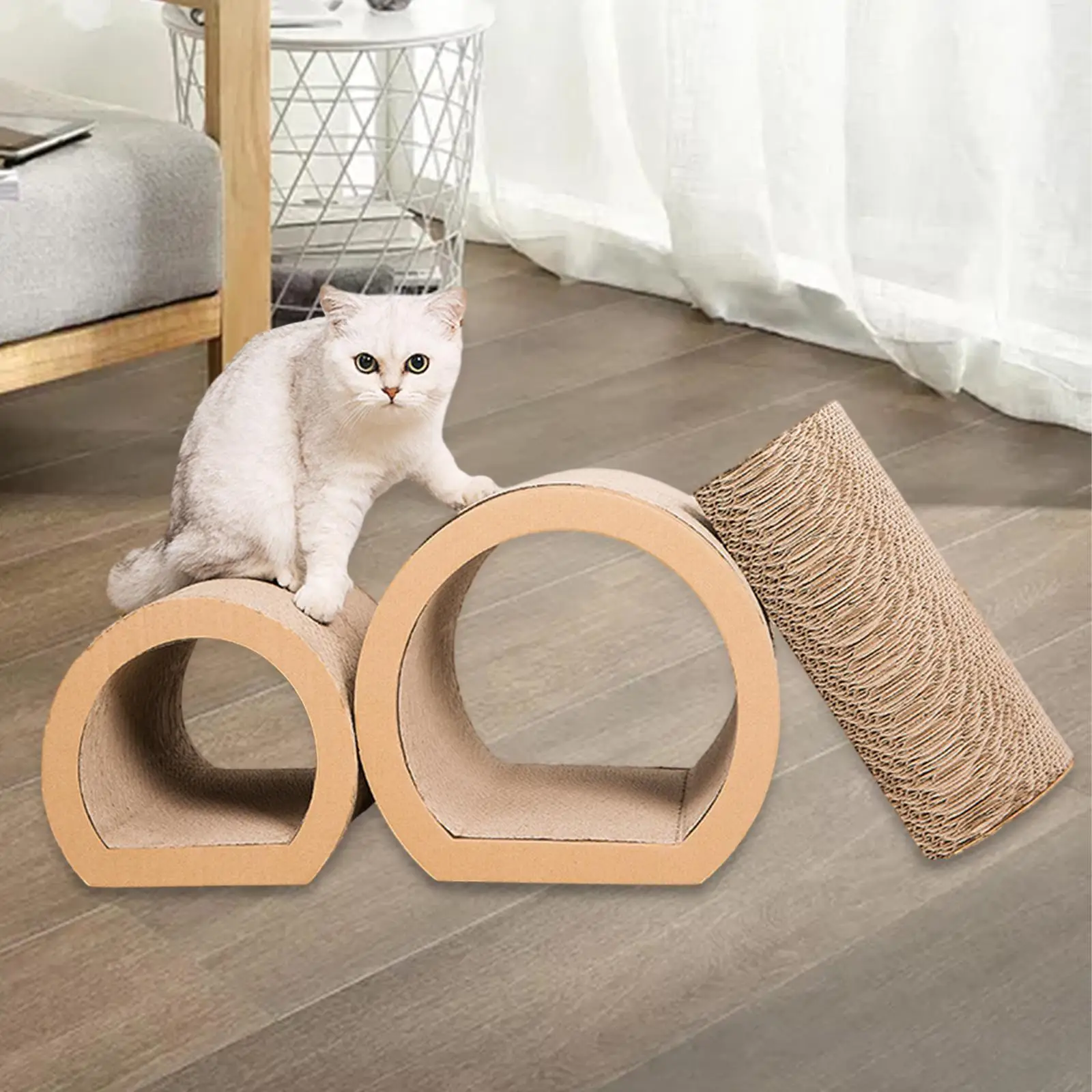 3x-Cat-Scratcher-Bed-Cat-Scratching-Board-Tunnel-for-Indoor-Cats ...