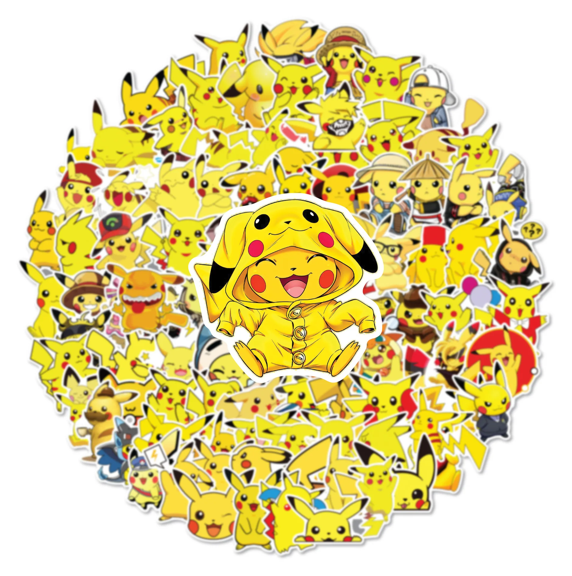 100Pcs Pokemon Stickers Kawaii Pikachu Skateboard Bicycle Guitar Laptop ...