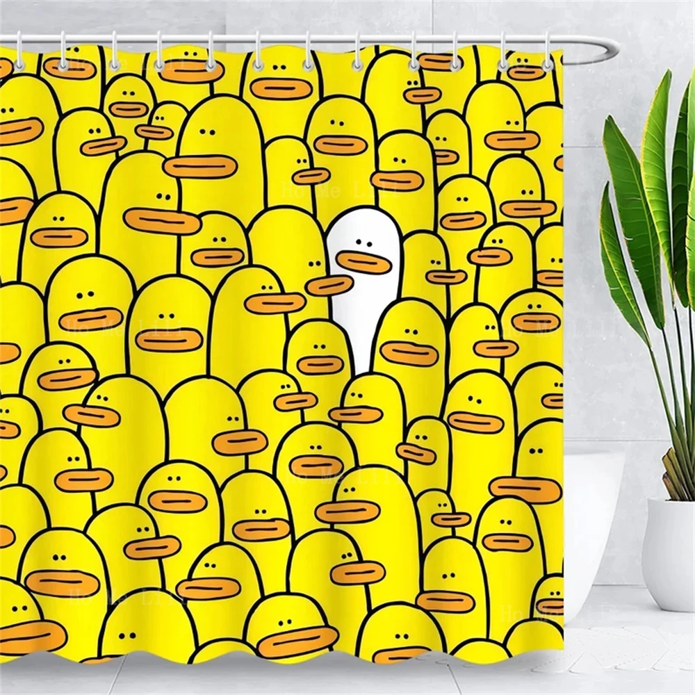 Fun-Cute-Cartoon-Shower-Curtain-Bathroom-Curtains-With-White-Animals ...