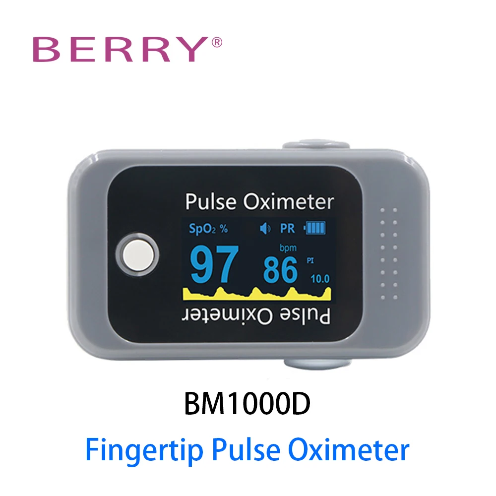 BERRY BM1000D Finger Pulse Oximeter Oxygen Saturation Heart Rate Perfusion Index Monitor OLED ...