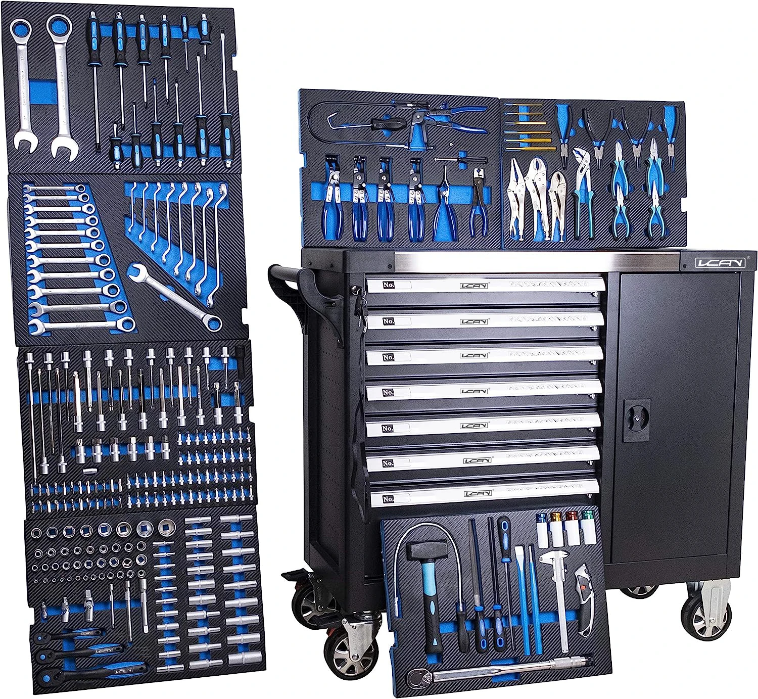 Heavy-Duty-Professional-Movable-Tool-Trolley-Chest-Workshop-Garage-Storage-7-Drawer-Tool-Box ...