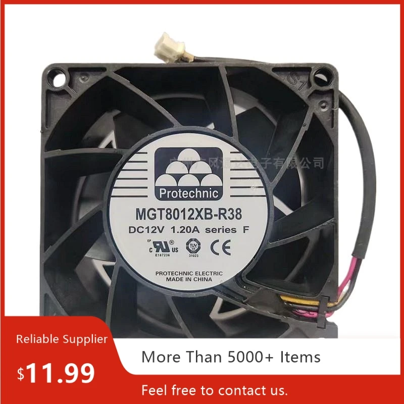 80mm Axial Fan for MGT8012XB-R38 High-Speed Fan: 80x80x38mm 12V 1.2A ...