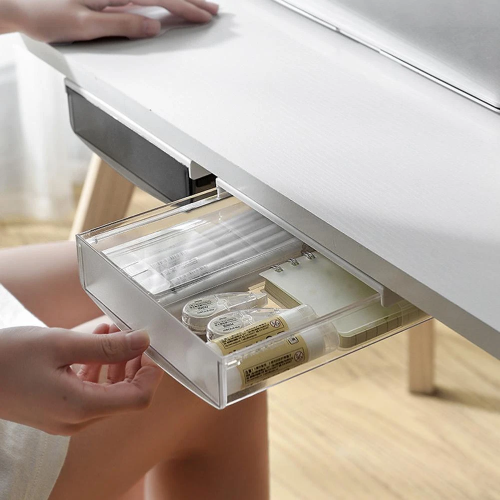 Under Desk Drawer Under Desk Organizer Attachable Hidden Self-adhesive ...