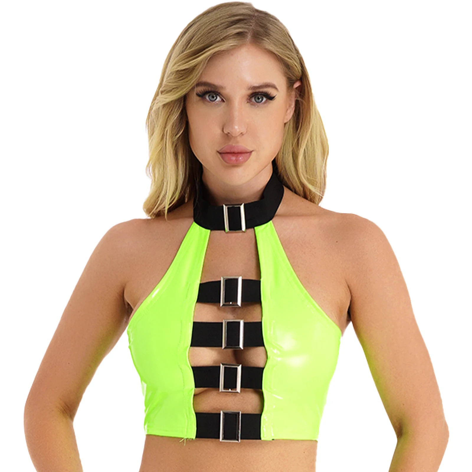Crop Top Women Shiny Leather | Shiny Clothing Tanks Camis | Rave Clothing Women Tops - Tanks ...
