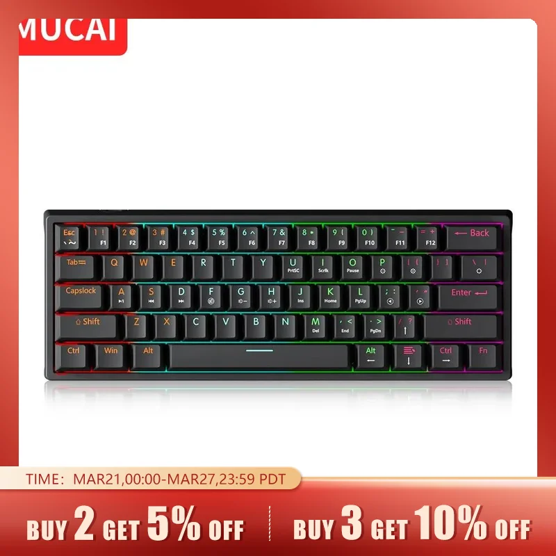 MUCAI-MK61-USB-Gaming-Teclado-Mec-nico-Interruptor-Vermelho-61-Teclas ...