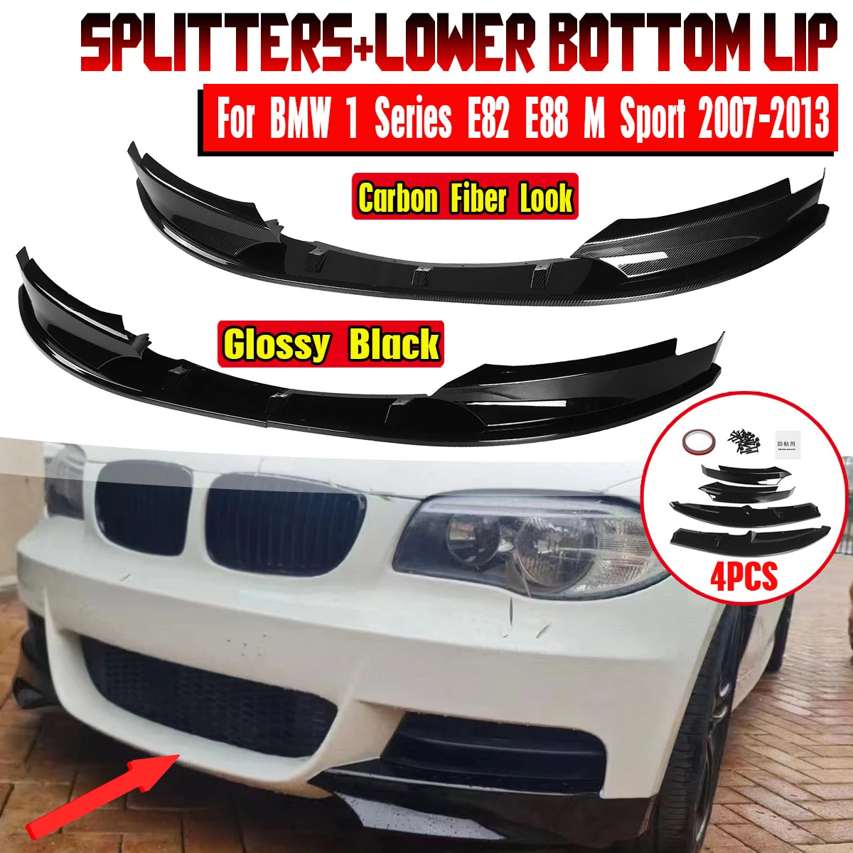 Car Front Bumper Splitter Lip Diffuser Chin Bumper Body Kits For BMW 1 ...
