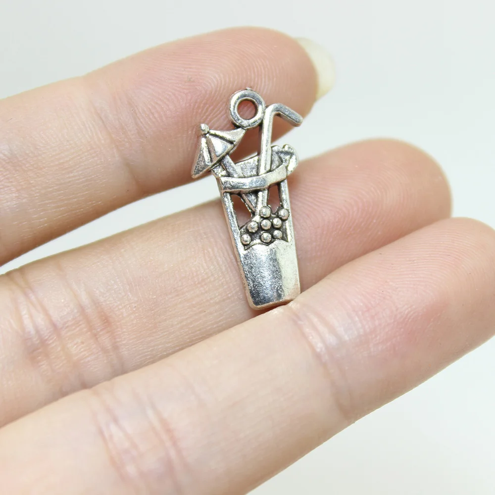 20Pcs/Lot Antique Silver Tone Tropical Drink Charms Summer Beach ...