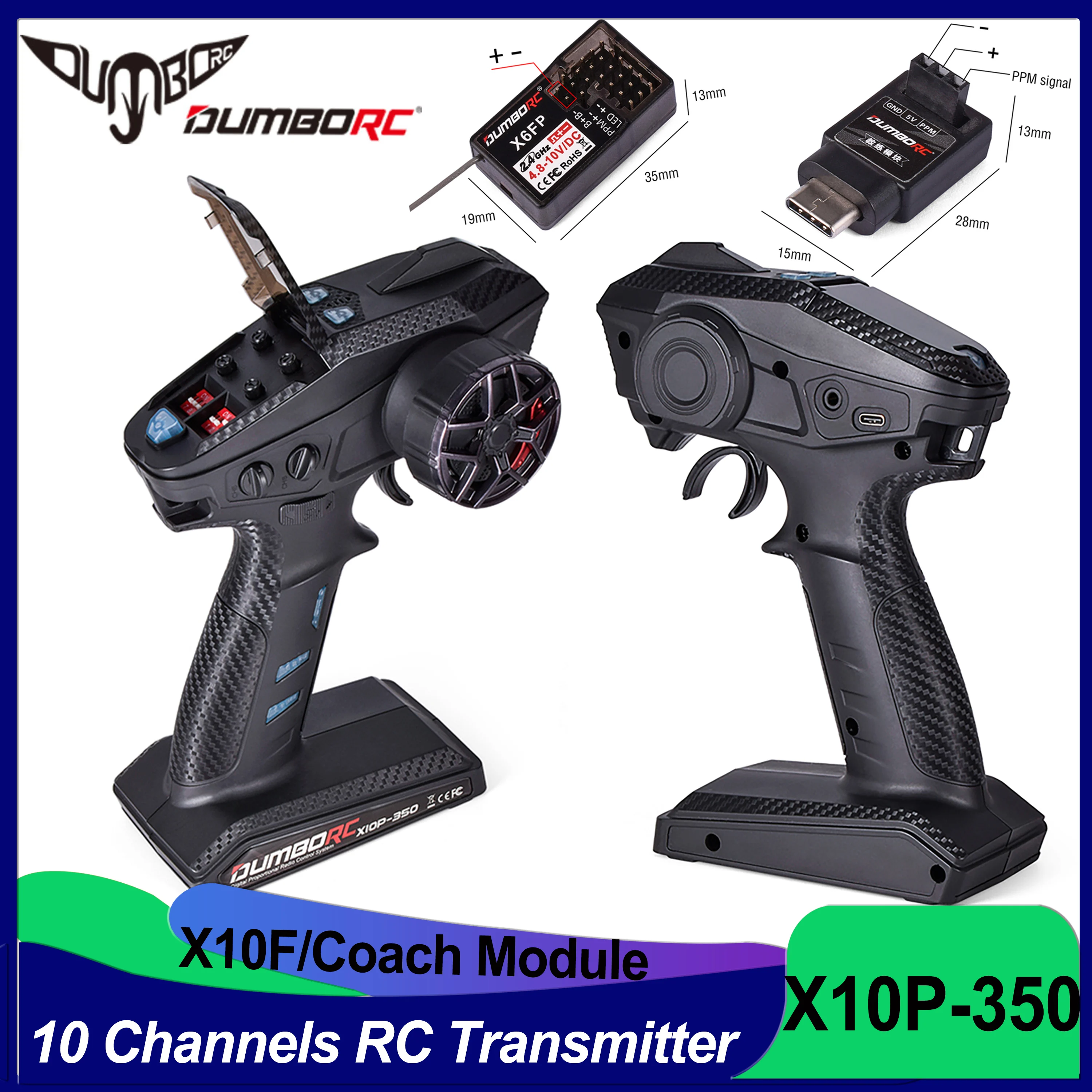 DUMBORC-10CH-RC-Transmitter-2-4GHZ-X10P-350-4-8-12V-with-X10F-Receiver ...