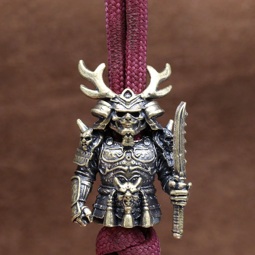 Skull Samurai Brass Knife Bead Warrior EDC DIY Paracord Woven Bracelets ...