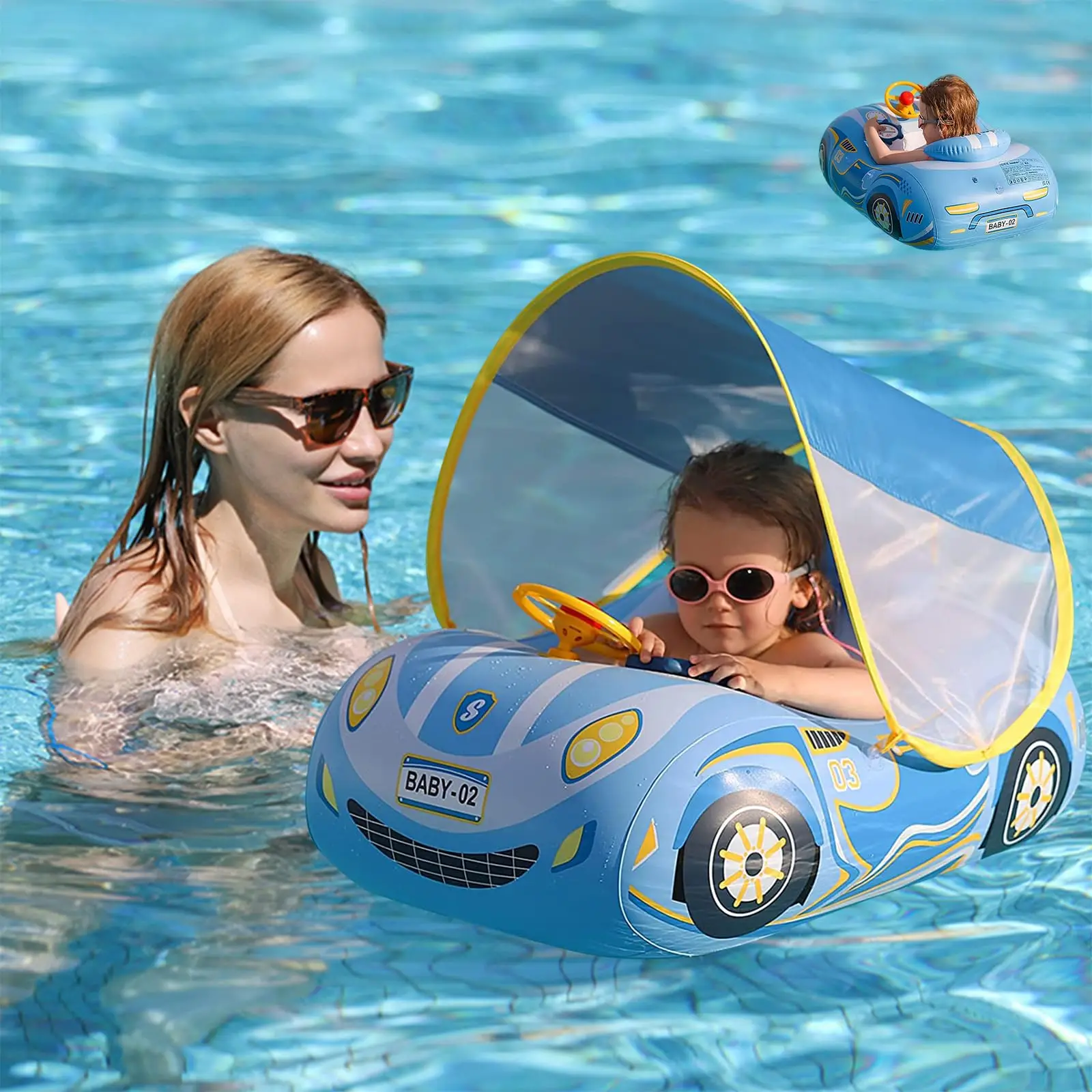 Kid Car Swimming Seat Float Ring Inflatable Infant Floating for Summer ...