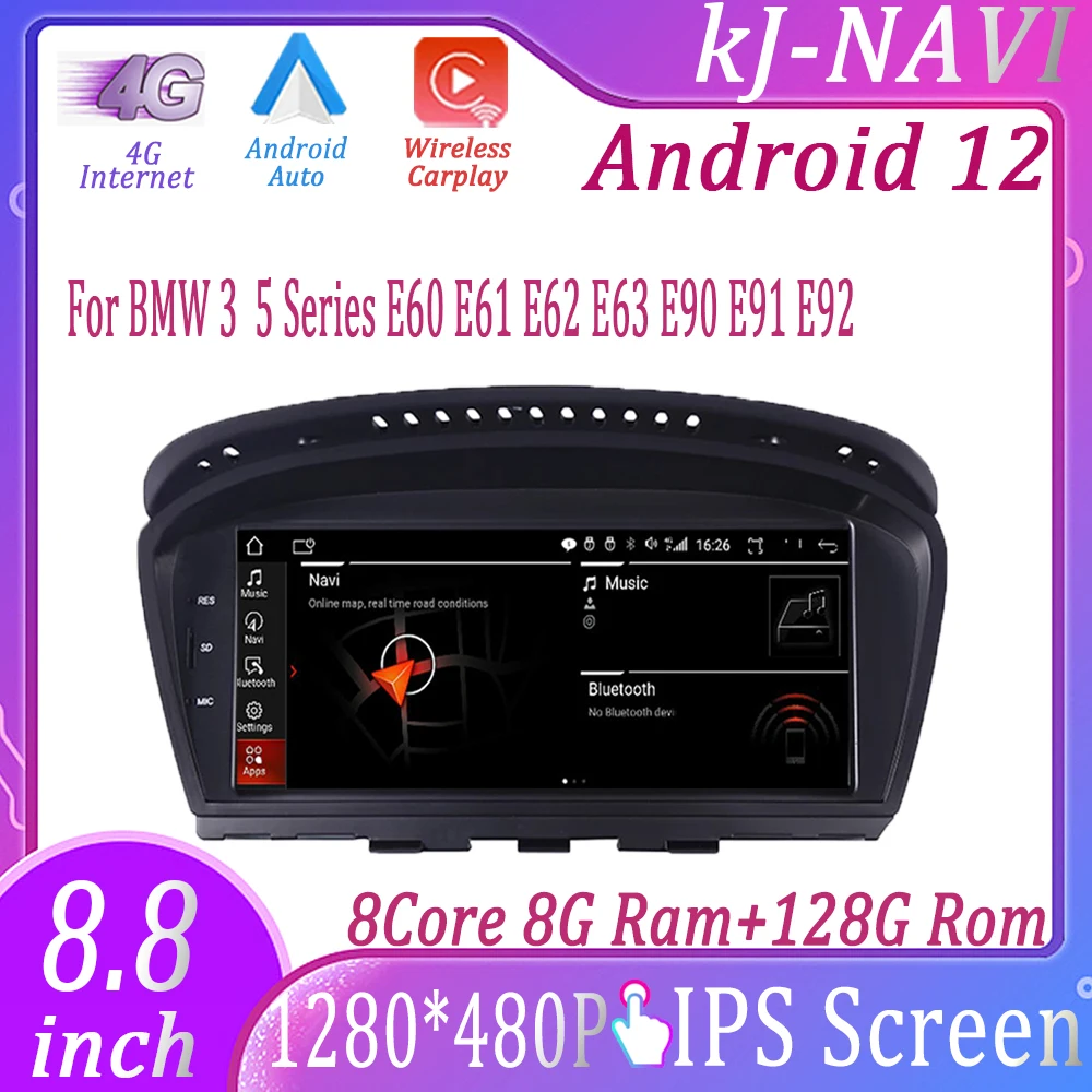 Carplay Radio Video Multimedia Ips Screen Android 12 For Bmw 3 5 Series E60 E61 E62 E63 E90 E91 ...