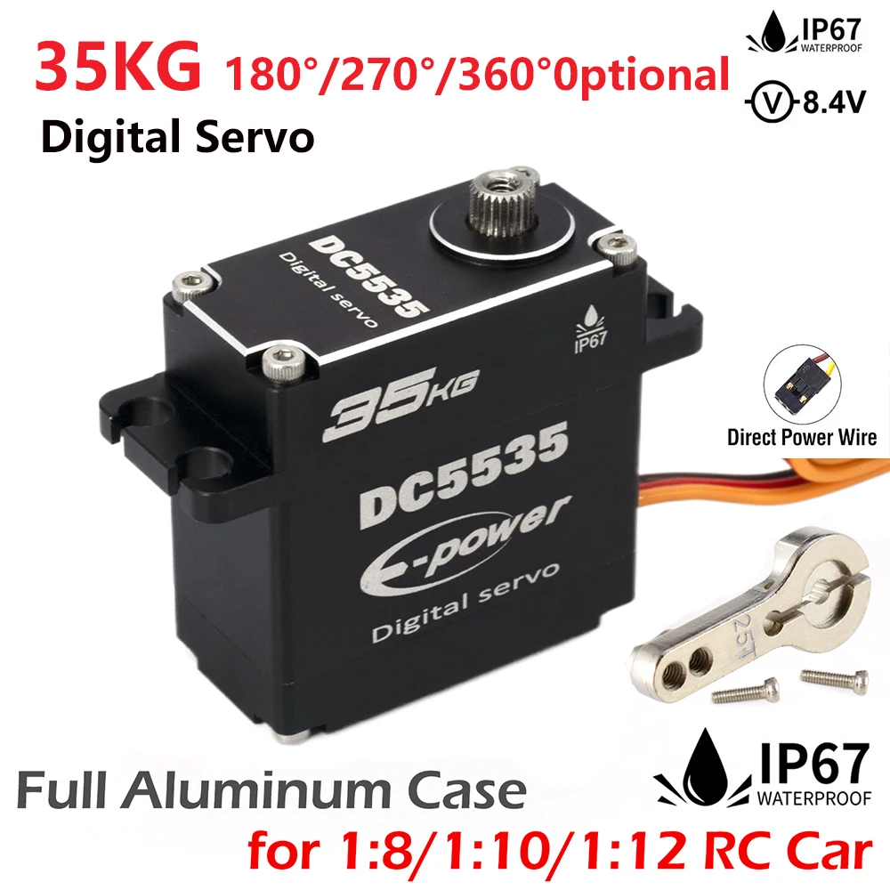 DC5535-35kg-Waterproof-Digital-Servo-180-270-360-Full-Aluminum-Case ...