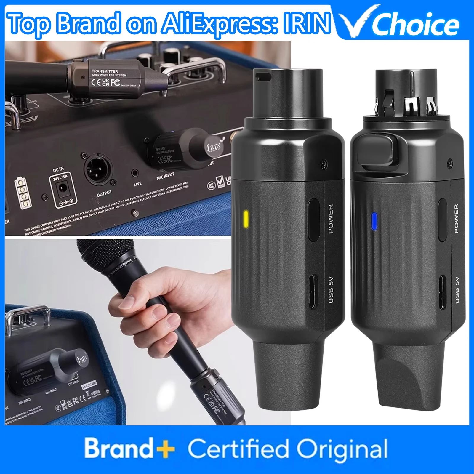 IRIN Microphone Wireless Transmission Receiver System ARC2 UHF 7 ...