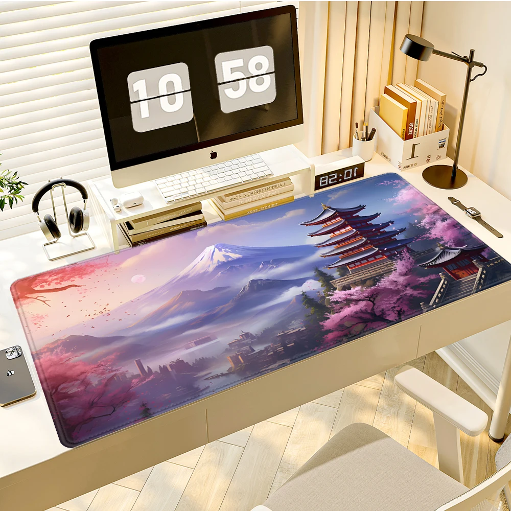 Large Extended Gaming Mouse Pad Japan Scenic Mount Fuji Pagoda Print ...