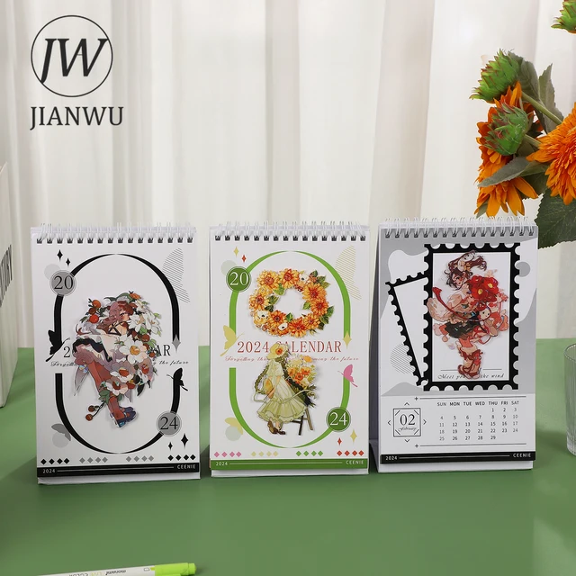 JIANWU 2024 Simple Decor Goo Card Desk Calendar Creative DIY Journal ...