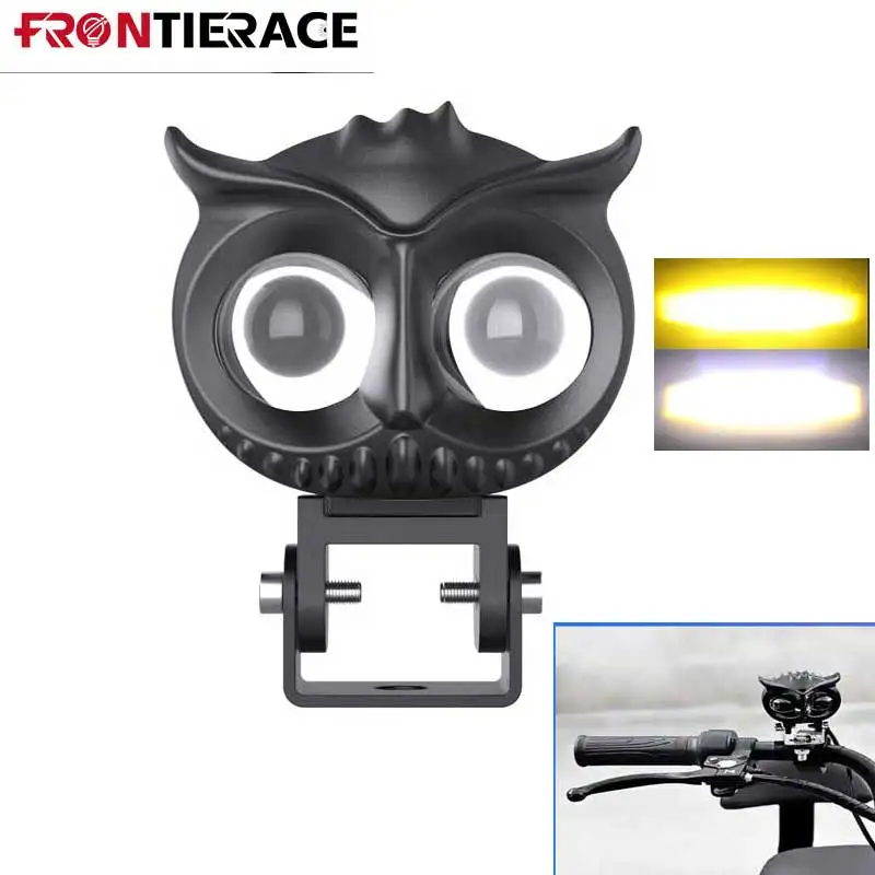 Mini Dual Color Lens Motorcycle Headlight Lamp Owl Auxiliary Fog Lamp ...