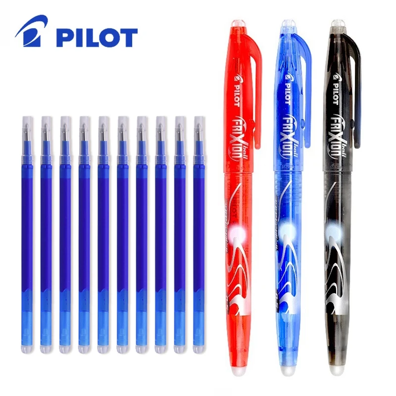 Pilot Erasable Gel Pen Magic Blue Black Red Ink 0.5mm Erasable Refill ...