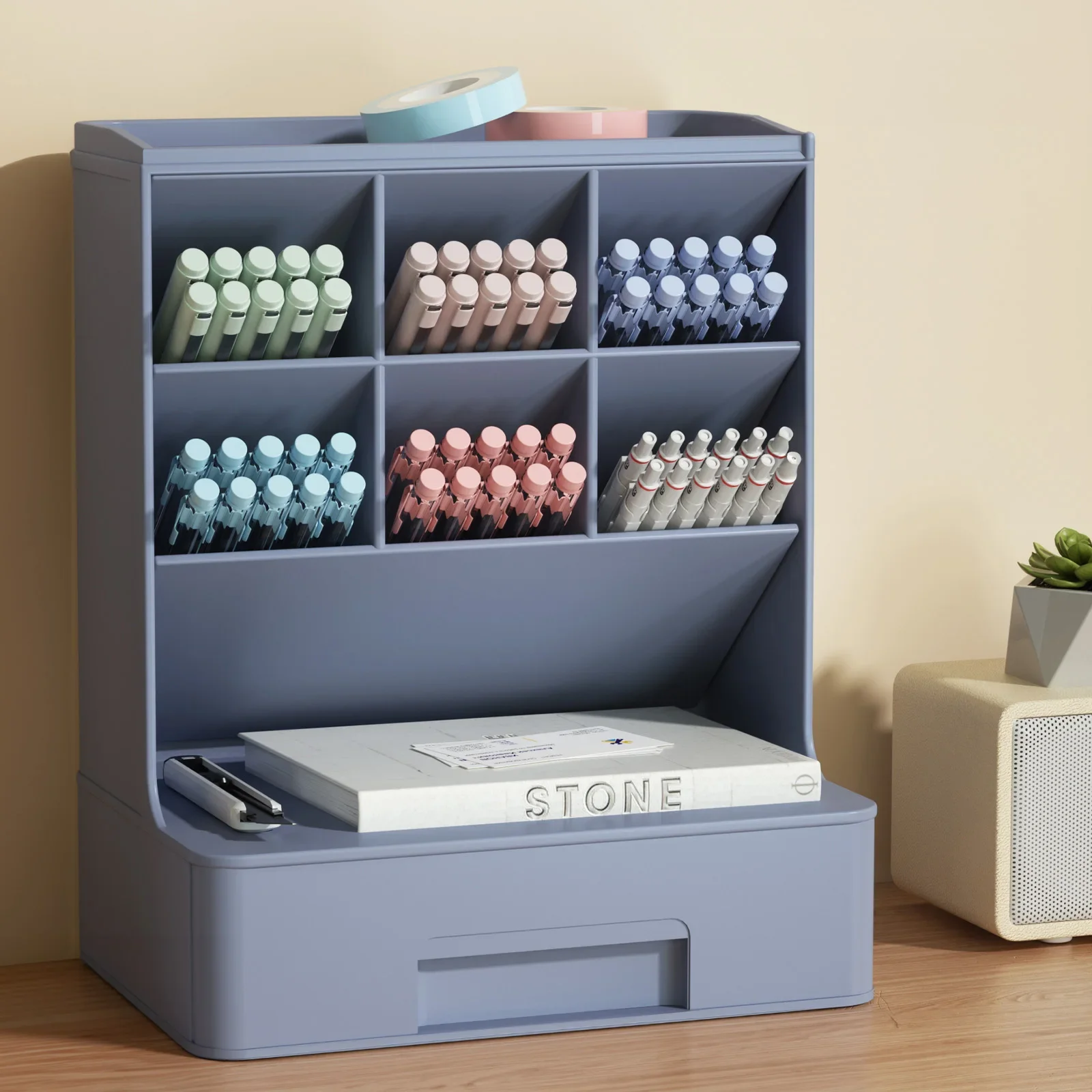 Pen-Holder-Pencil-Holders-Drawer-Home-Pink-Office-Desk-Setup-Organizer ...