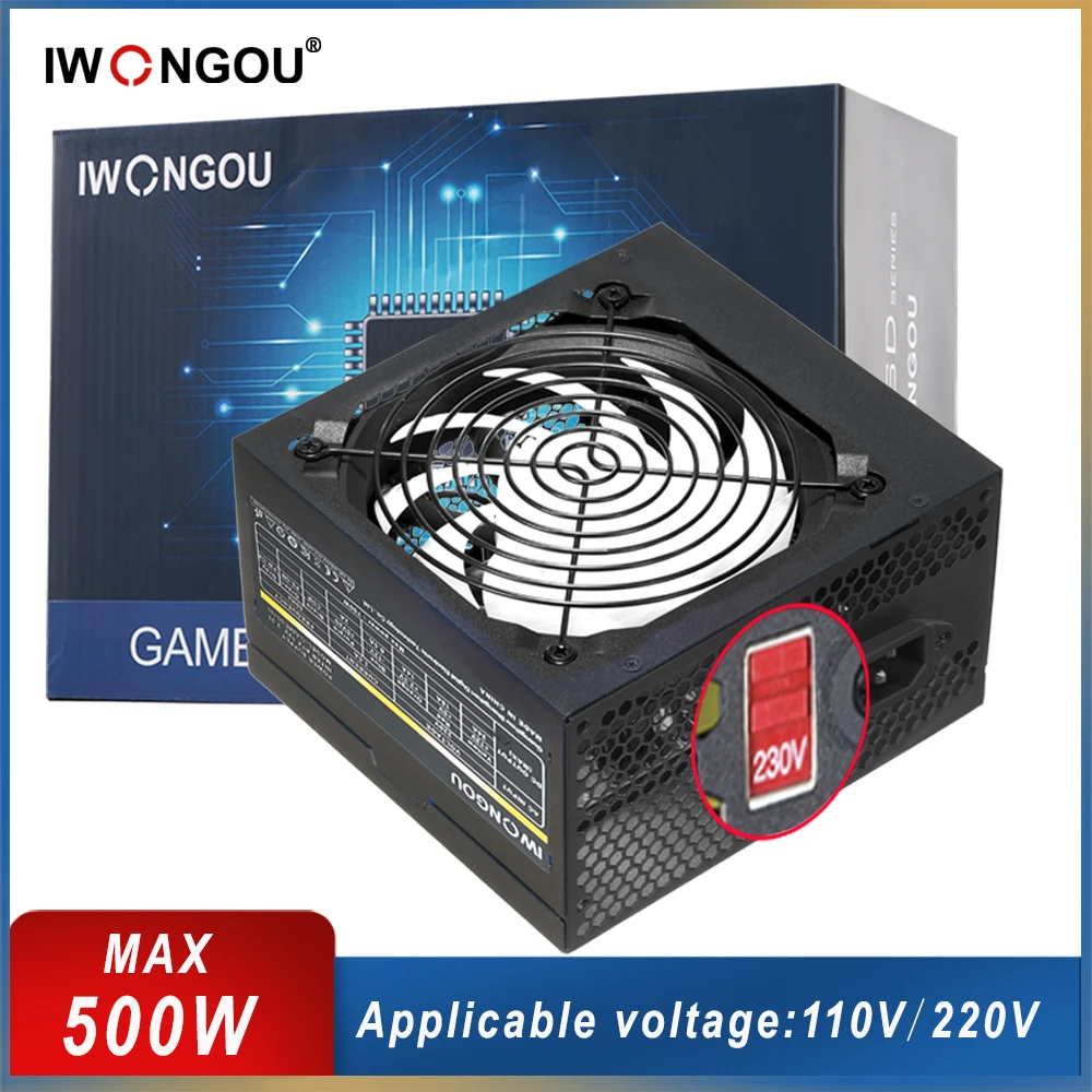 IWONGOU PC 전원 공급 장치, 게임용 데스크탑 컴퓨터용, 최대 500 와트, 24 핀, 12v, Atx, 500 w, 소스 GAMESD500 PSU|PC 전원 장치 ...