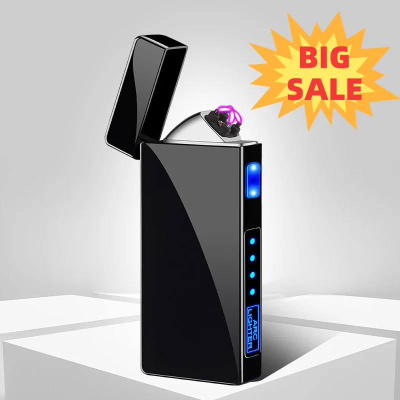 Hot-Electric-Windproof-Metal-Lighter-Double-Arc-Flameless-Plasma ...