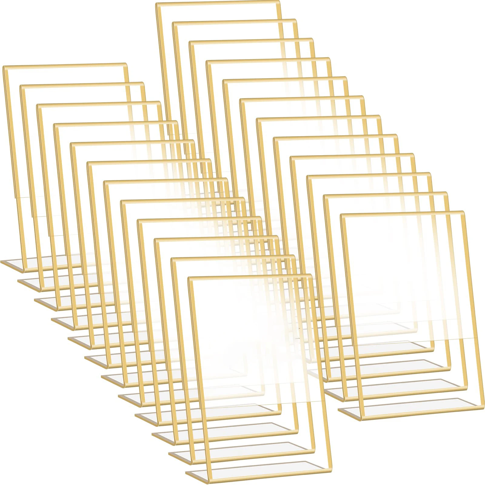 Gold Borders Acrylic Sign Holder Picture Frame Display Stand Clear ...