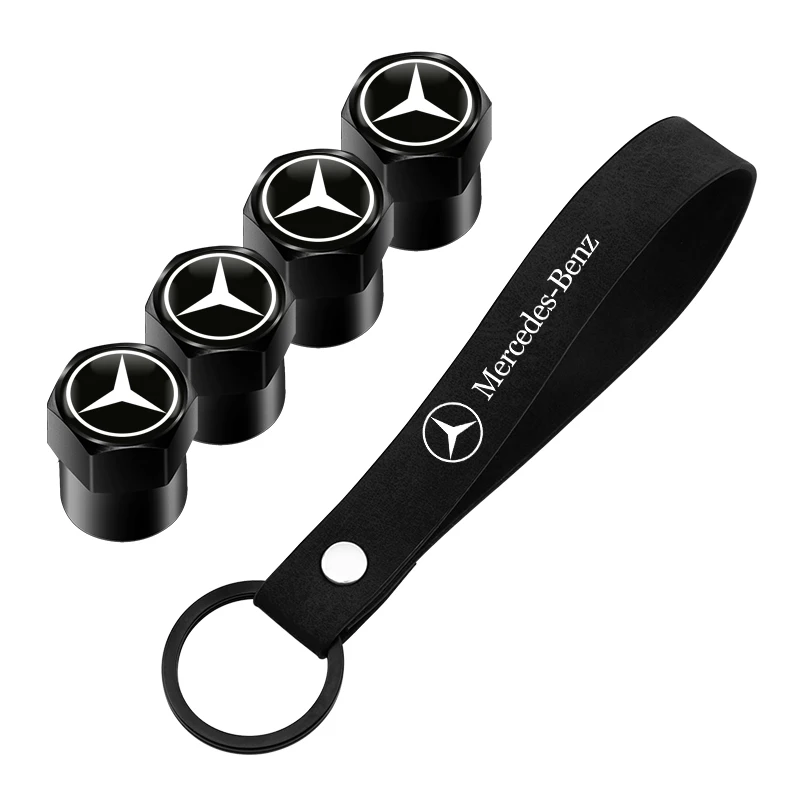 Car Tire Wheel Valve Caps Cover + Suede Car Key Chain Ring Keychain For ...