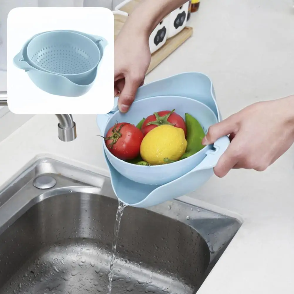 Double-layer-Rotatable-Draining-Basket-Draining-Basin-Kitchen-Washing ...
