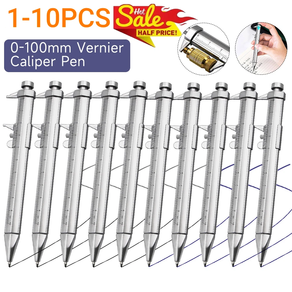 1-10Pcs Caliper Pen 0-100 Vernier Caliper Roller Ball-Point 1mm Plastic ...