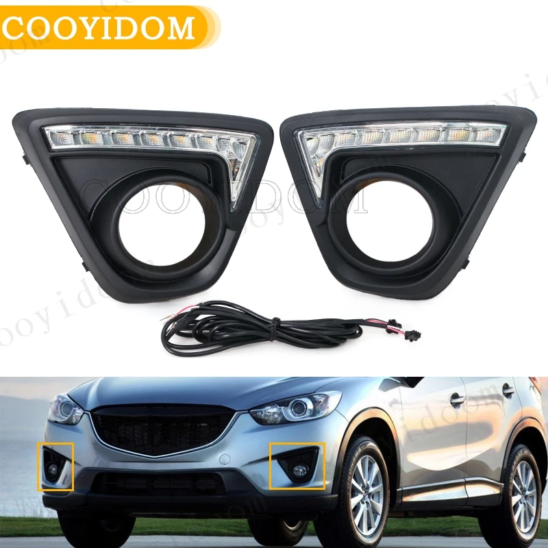Car-LED-DRL-Daytime-Running-Lights-Daylight-With-Black-Matt-For-Mazda ...