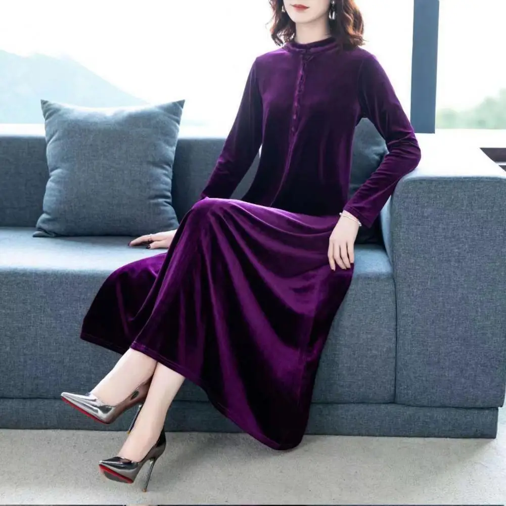 Women-Fall-Dress-Solid-Color-Loose-Long-Sleeves-Button-Maxi-Dress-Keep ...