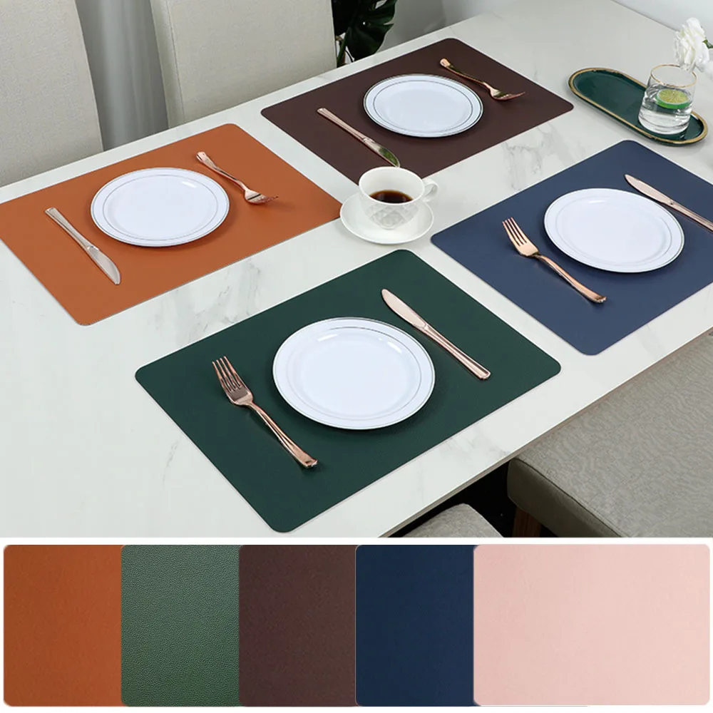 Square-PU-Leather-Placemats-Coasters-Table-Mat-Oil-Proof-Waterproof-for ...
