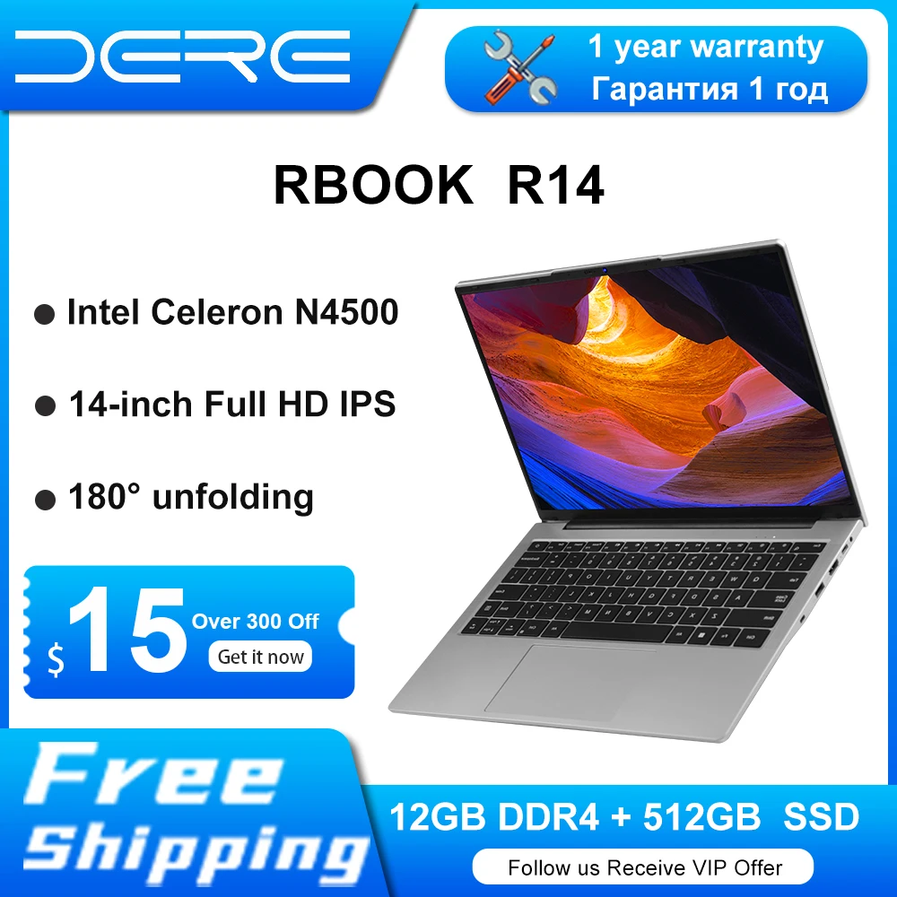 DERE R14 Laptop: 14″ IPS Full HD – Assorted Produce