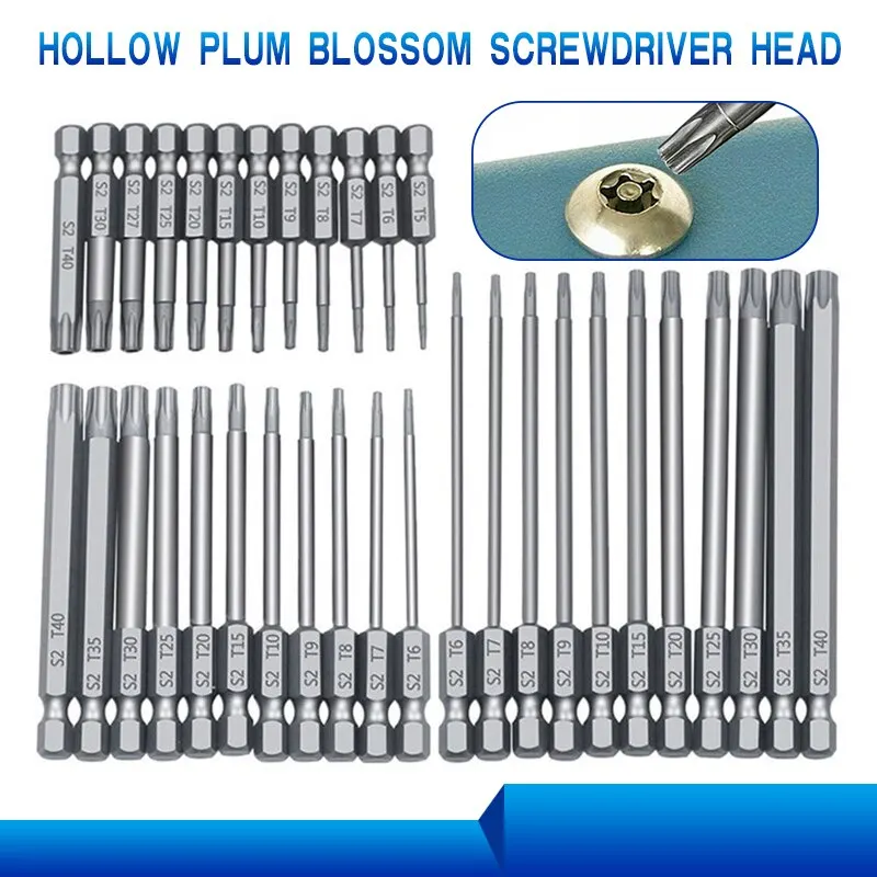 50-75-100mm Hollow Plum Blossom Extended S2 Screwdriver Set With Hexagonal Handle Screwdriver ...