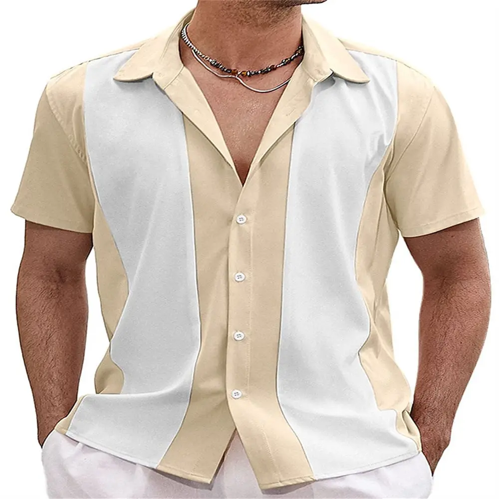 Chemise - chemisette,Chemise rayée à manches courtes pour hommes,grande ...