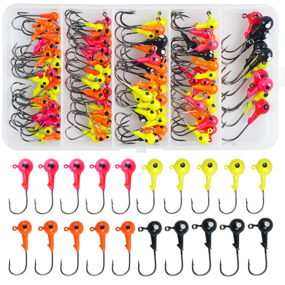 130pcs/69pcs/60pcs/43pcs Crank Jig Head Hook Round Ball Jigs Fishing ...