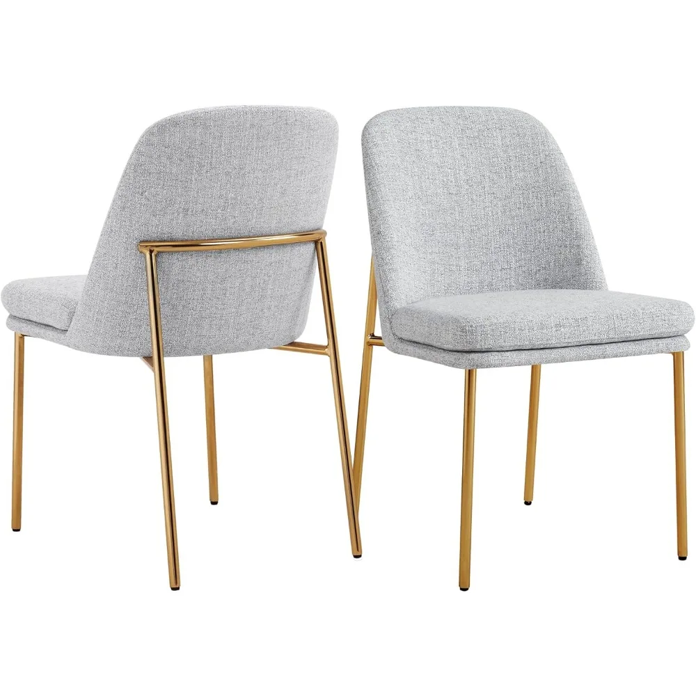 Modern Dining Chair Set (two Pieces), Metal Dining Chairs, Light Gray ...